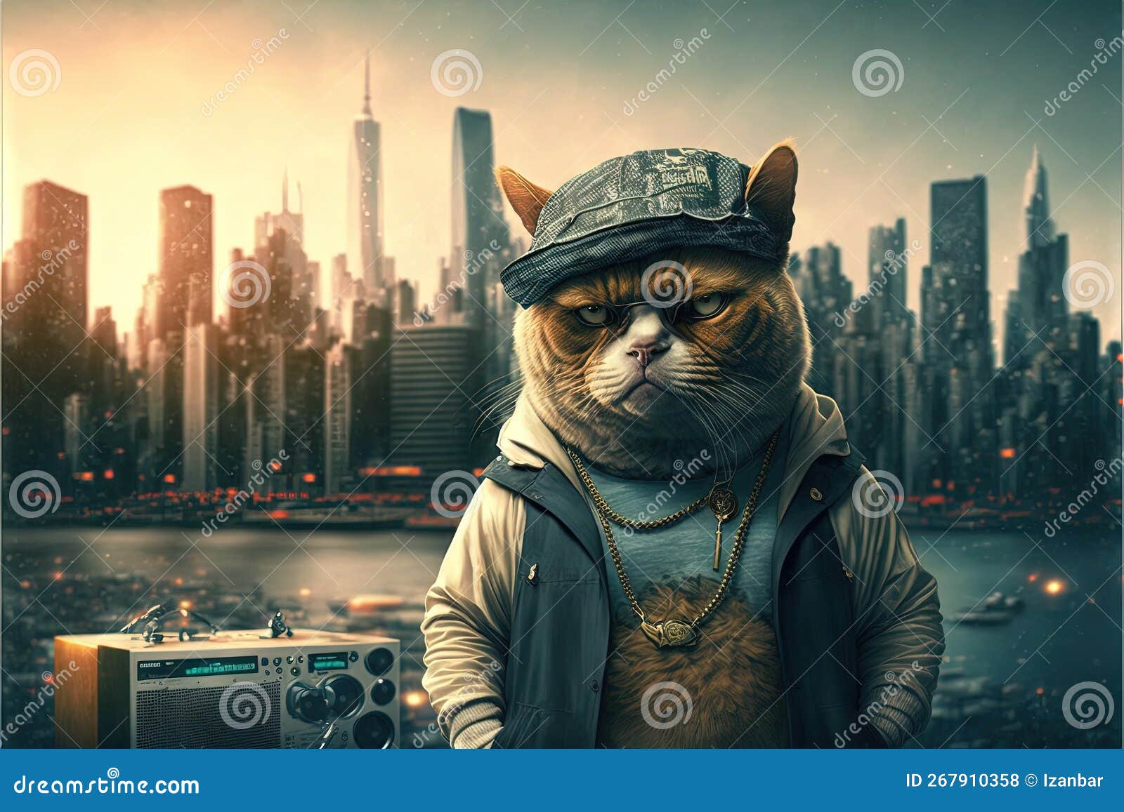 Rapper Cat Illustration Generative Ai Stock Illustration - Illustration ...