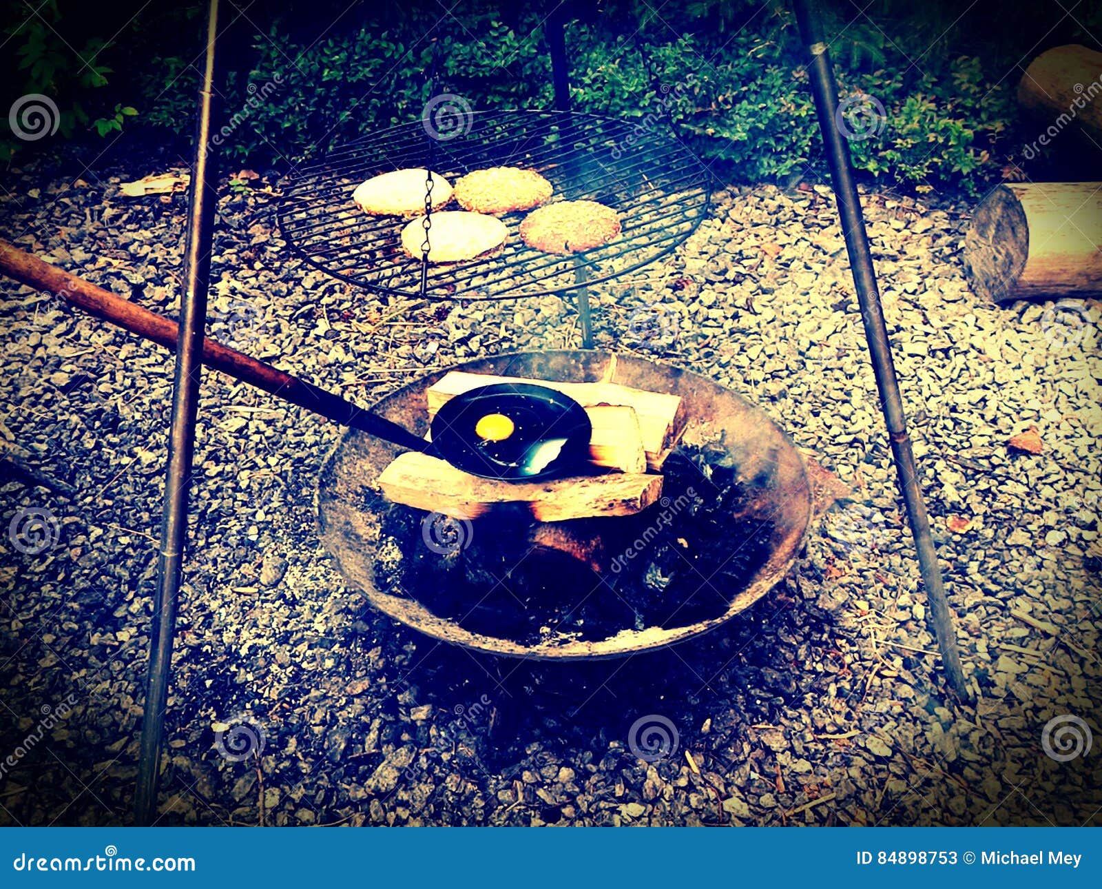 Trappers` breakfast stock image. Image of cook, fire - 84898753