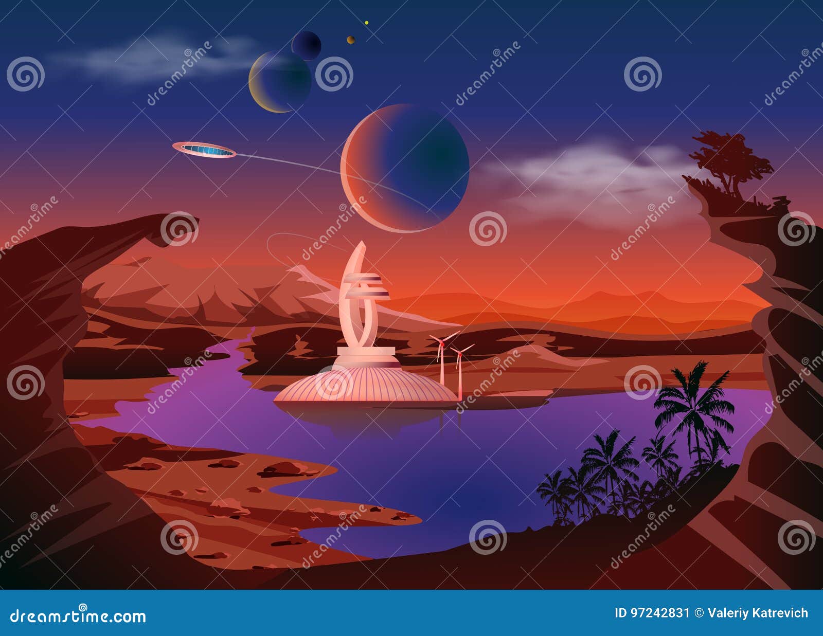 Trappist-1 System. Exoplanets. Space Landscape, the Colonization of the ...