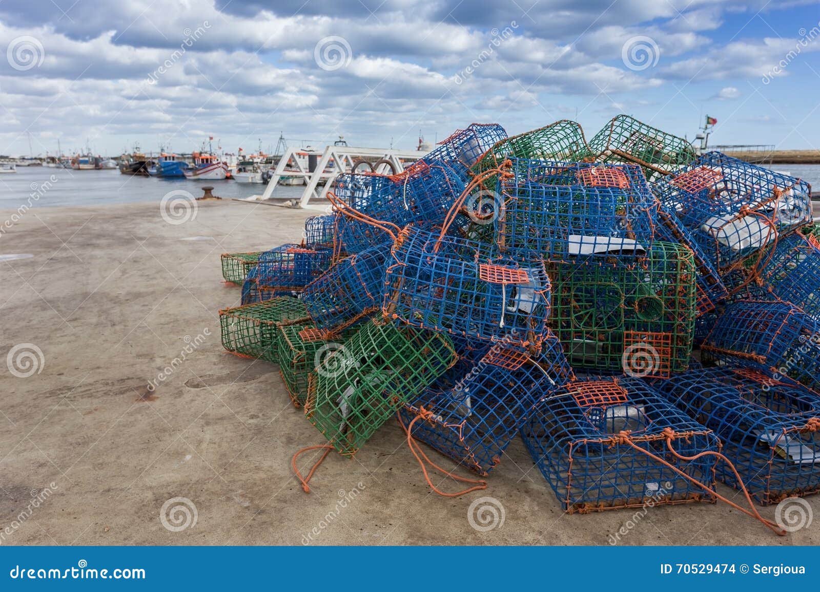 Traps for Shellfish Octopus on the Dock. Stock Photo - Image of marine ...