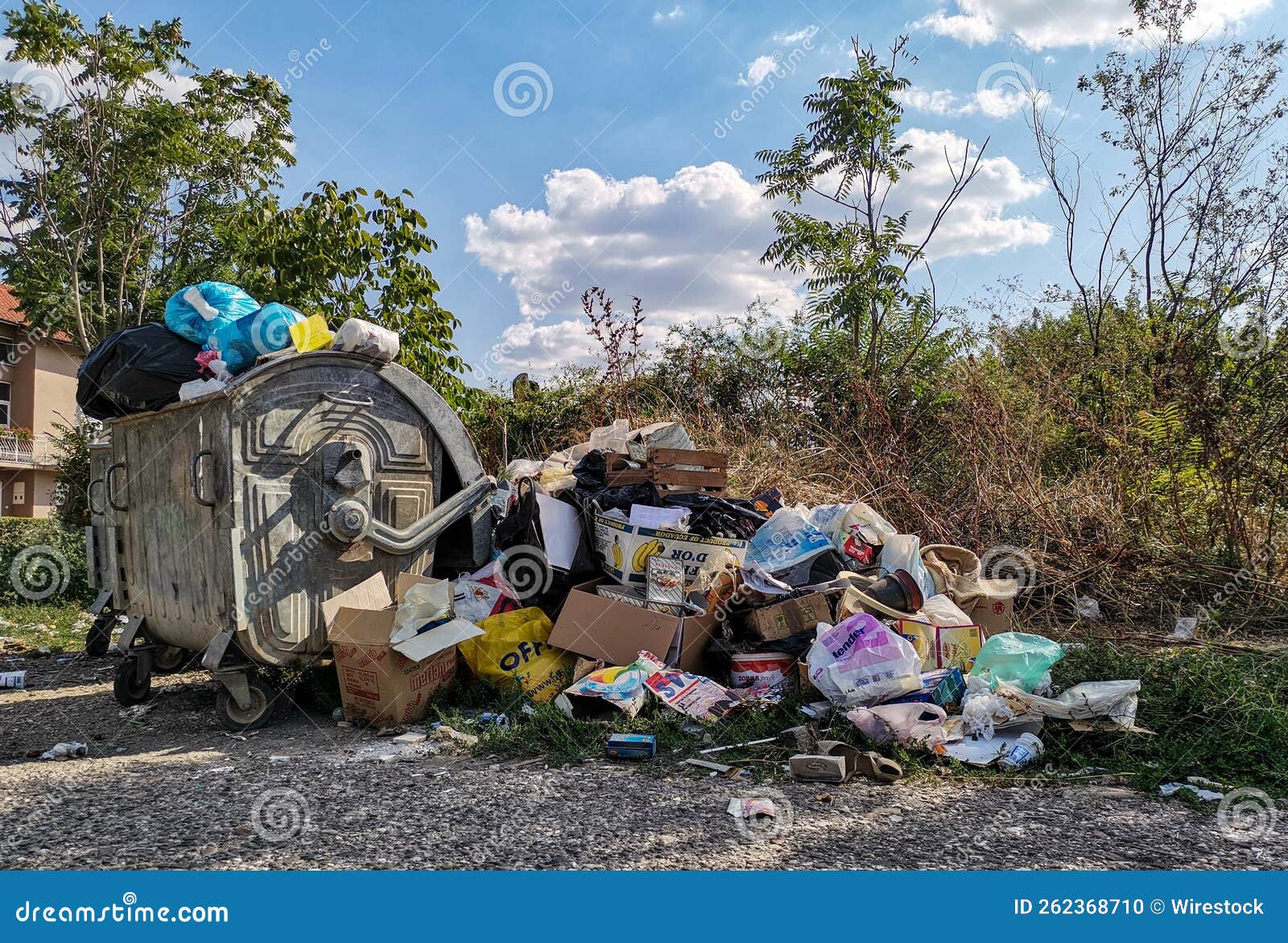 Trash All Over the Street Near a Container Editorial Image - Image of ...
