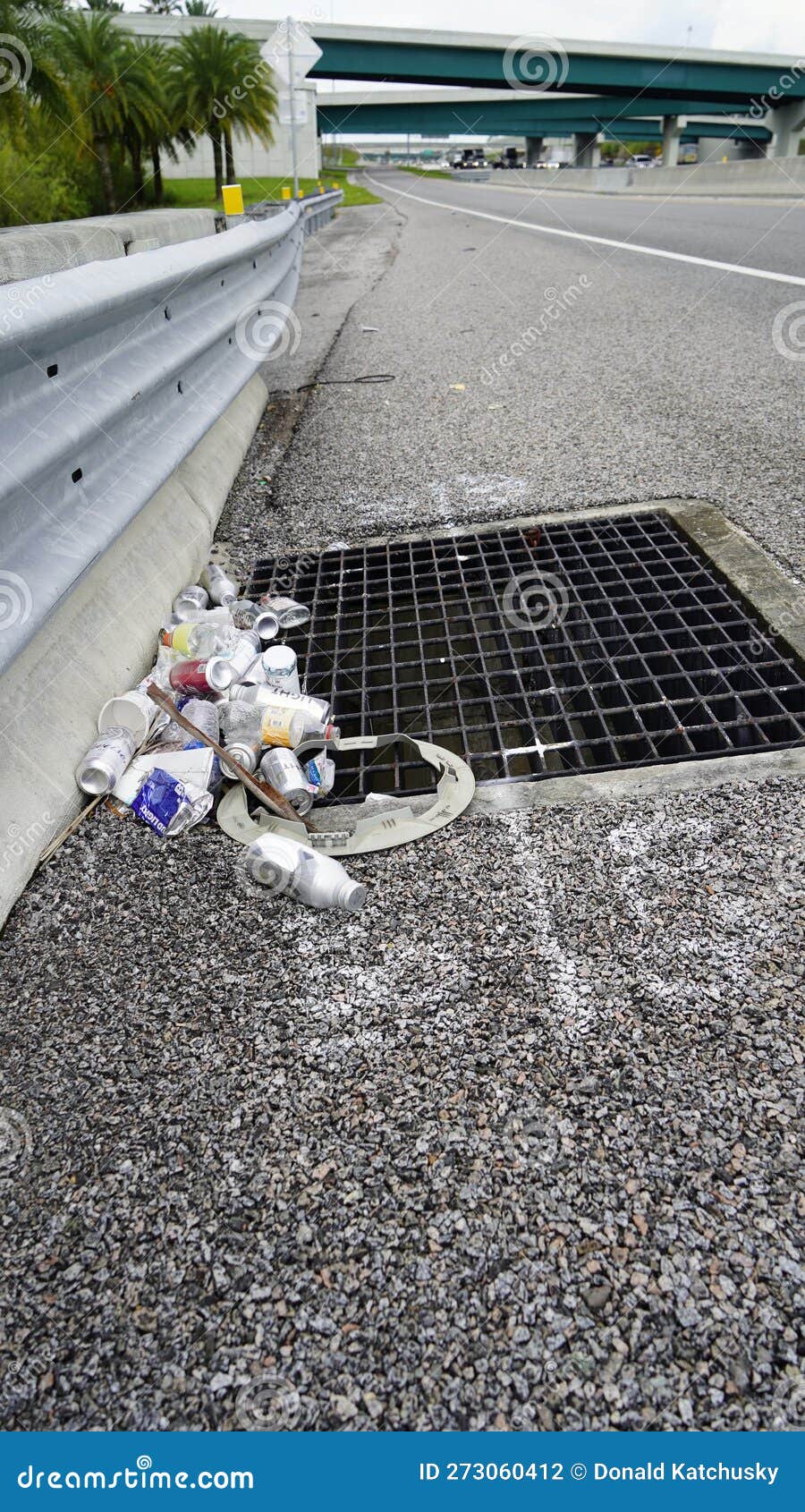 Trash Along Interstate Storm Drainage System Editorial Photography ...