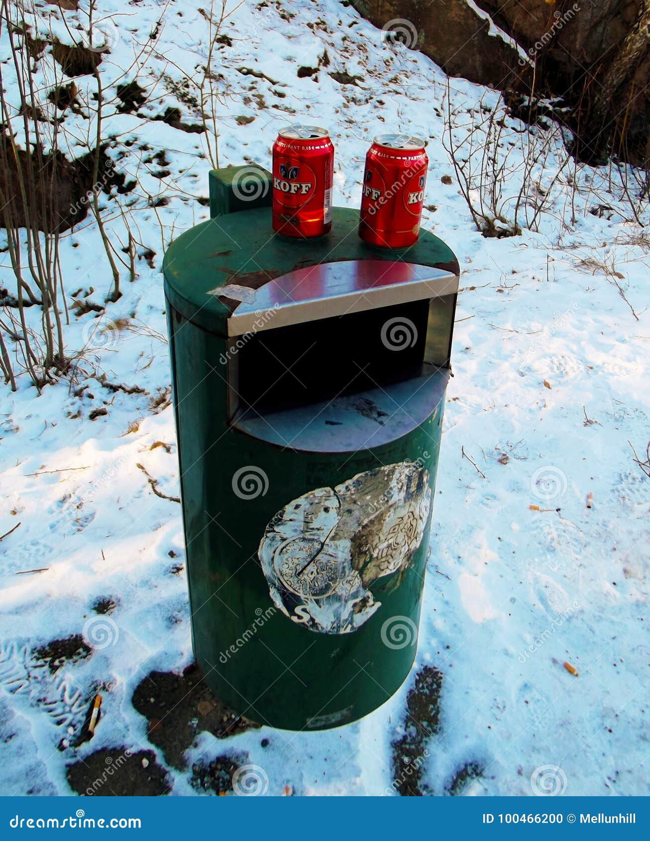 Trash around the can editorial image. Image of beer - 100466200