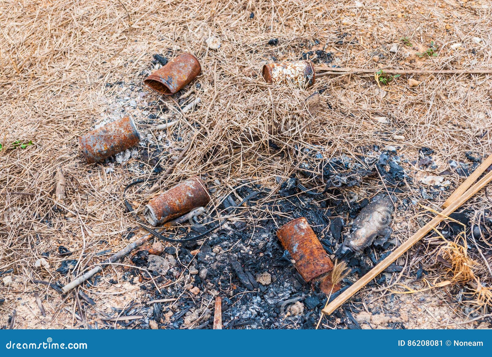 Trash and Ash from Camp Fire Stock Image - Image of campfire, coal ...