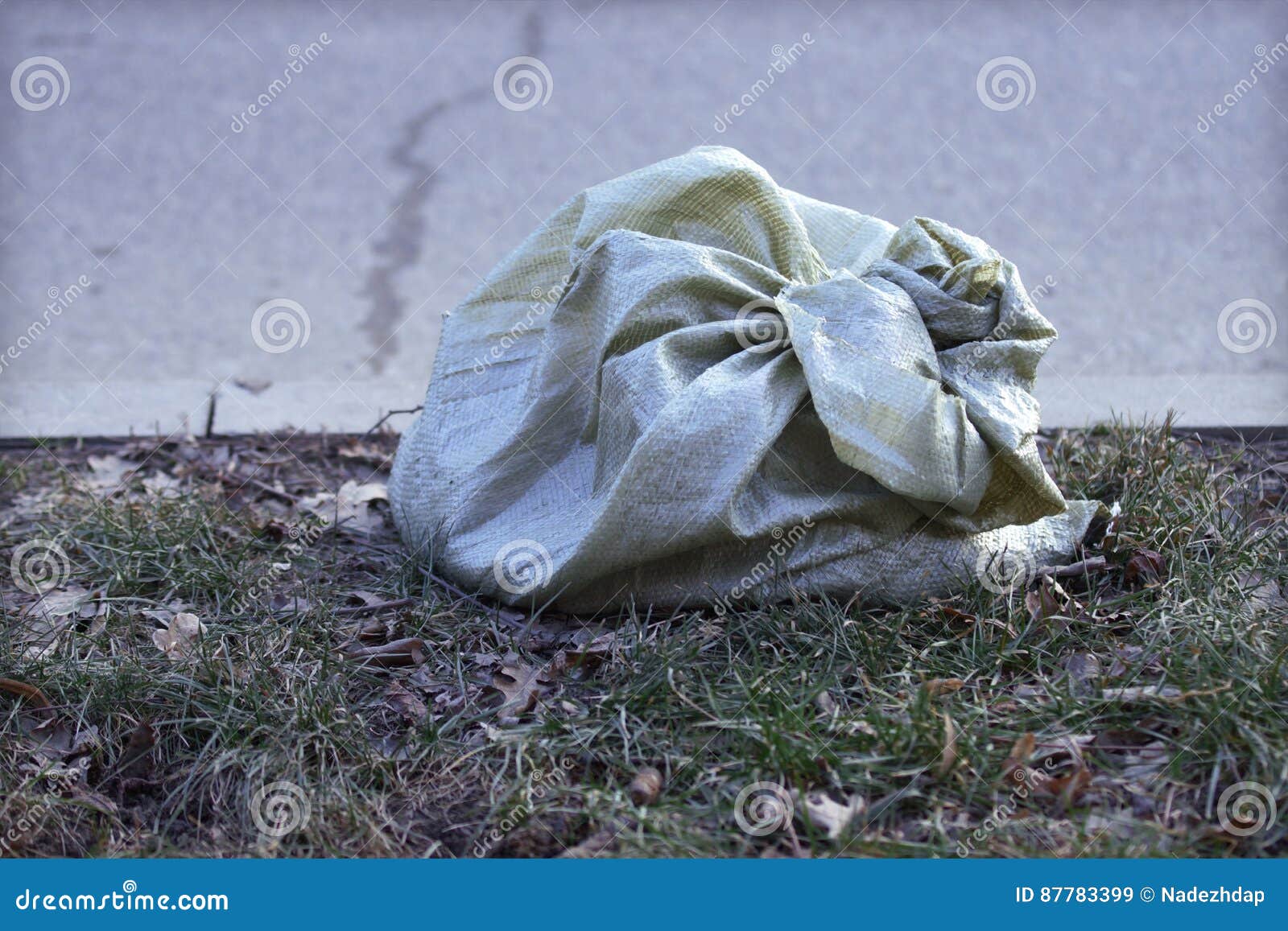 Trash bag on the road stock image. Image of trash, waste - 87783399