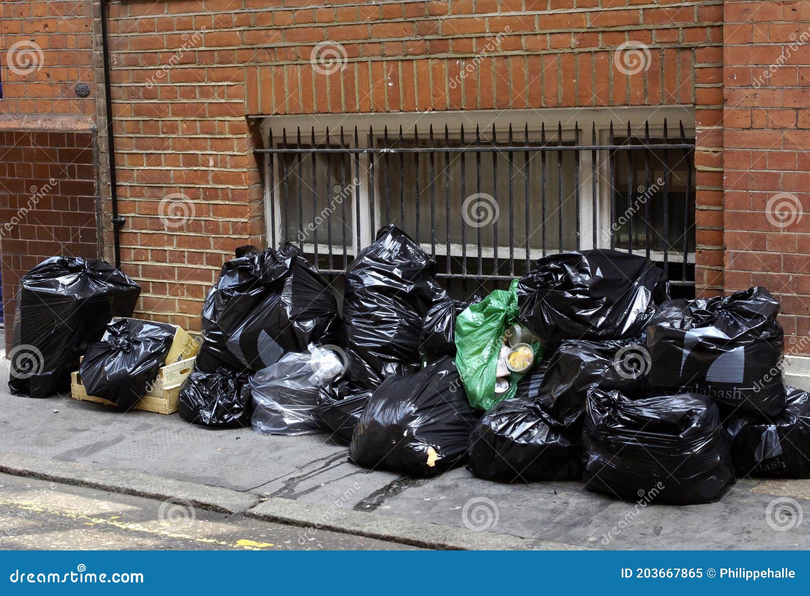Trash Bags in a London Street Editorial Image - Image of container ...