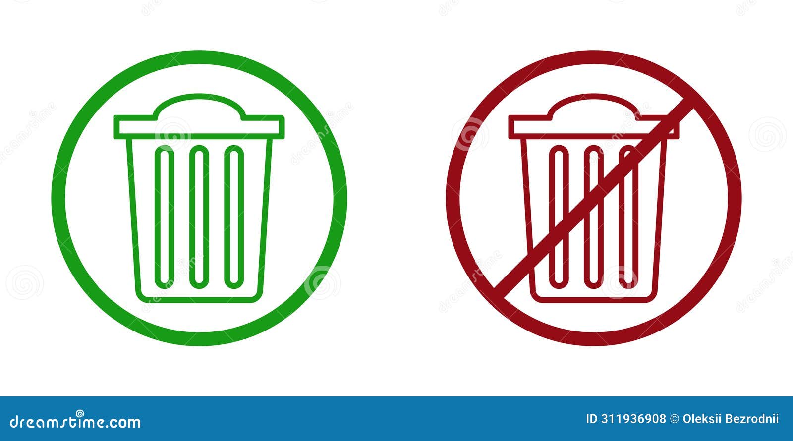 Trash Ban Prohibit Icon. Not Allowed Waste Stock Vector - Illustration ...