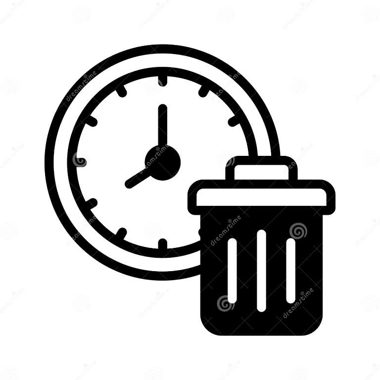 Trash Bin and Clock Symbolizing Unproductive Use of Time Stock ...
