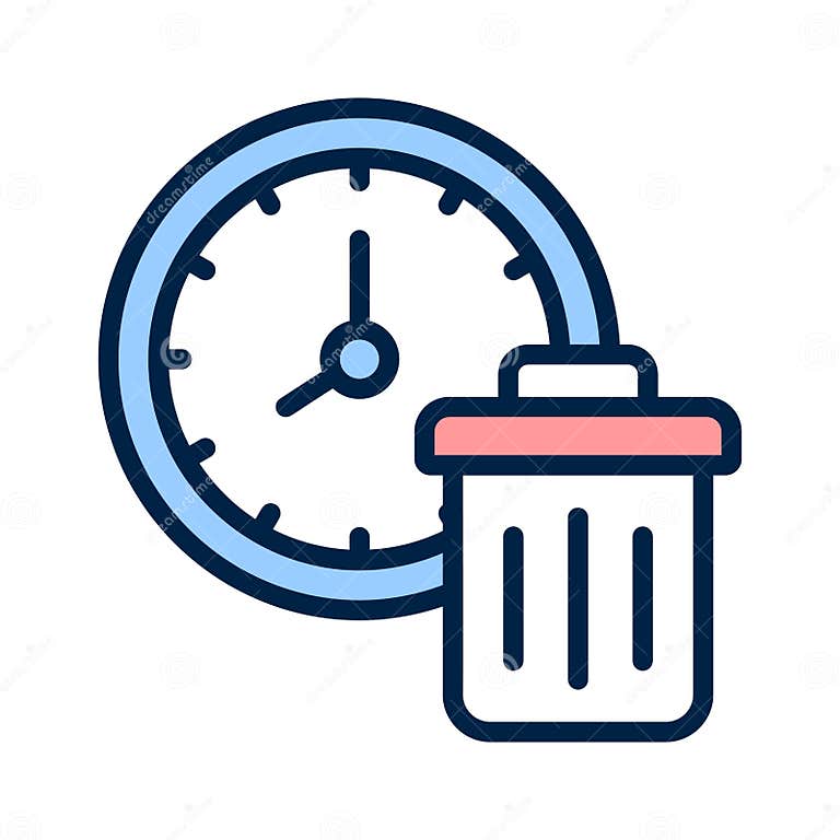 Trash Bin and Clock Symbolizing Unproductive Use of Time Stock ...