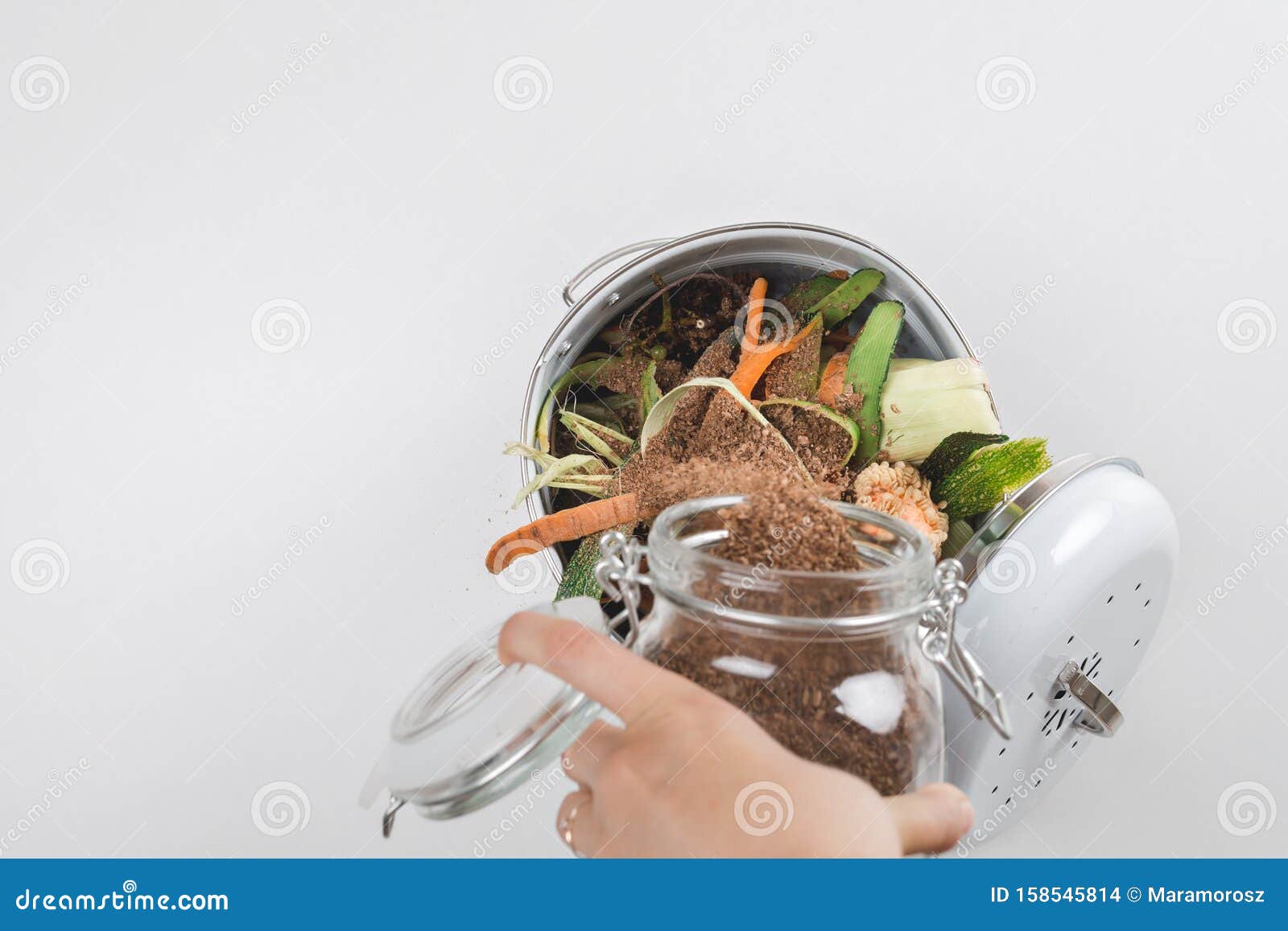 Trash Bin for Composting with Leftover from Kitchen Stock Photo - Image ...
