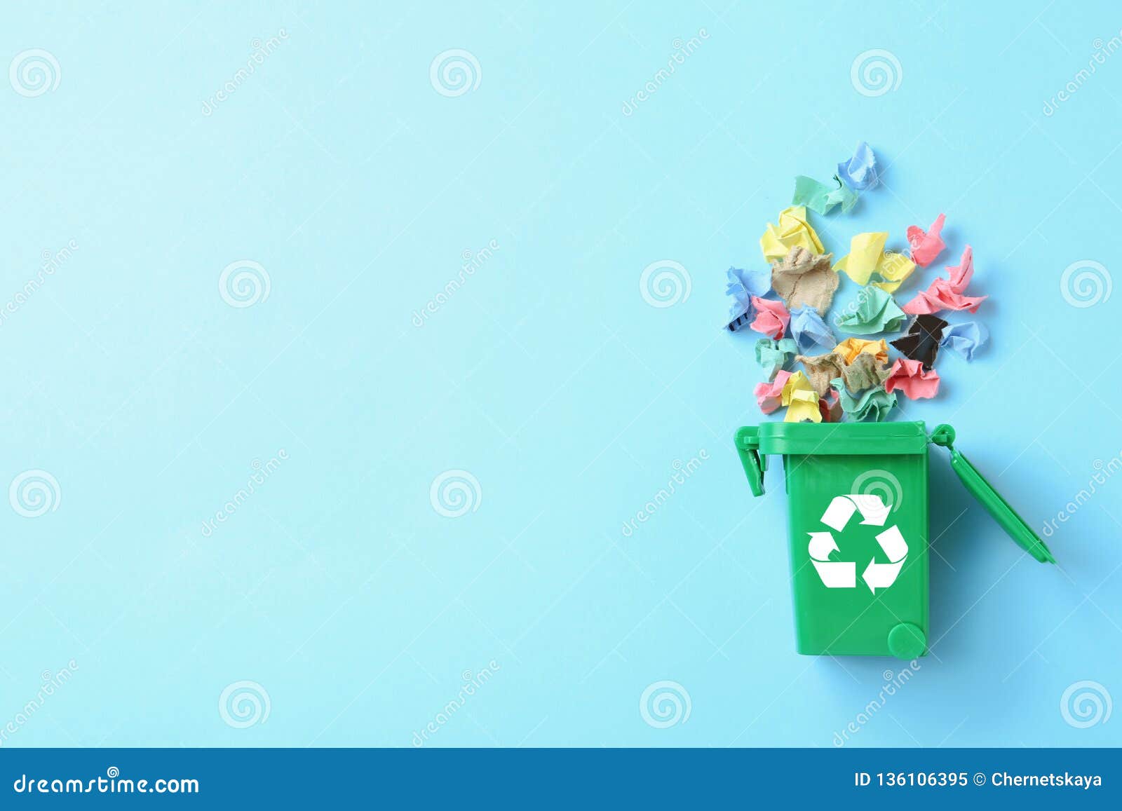 Different Garbage And Word RECYCLE On Color Background Royalty-Free ...