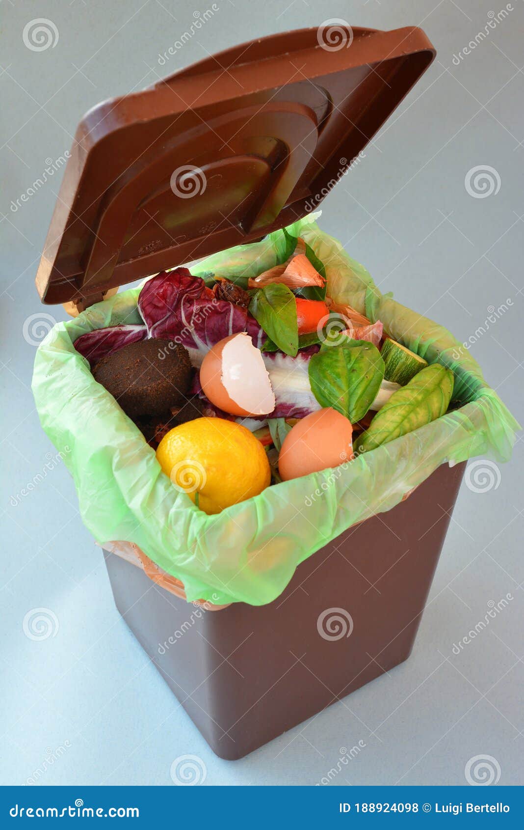 Trash Bin Full of Organic Garbage Stock Photo - Image of disposal ...