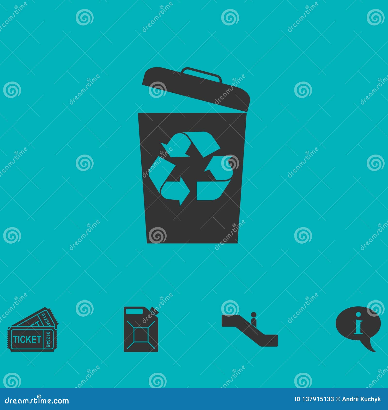 Trash bin icon flat stock vector. Illustration of disposal - 137915133