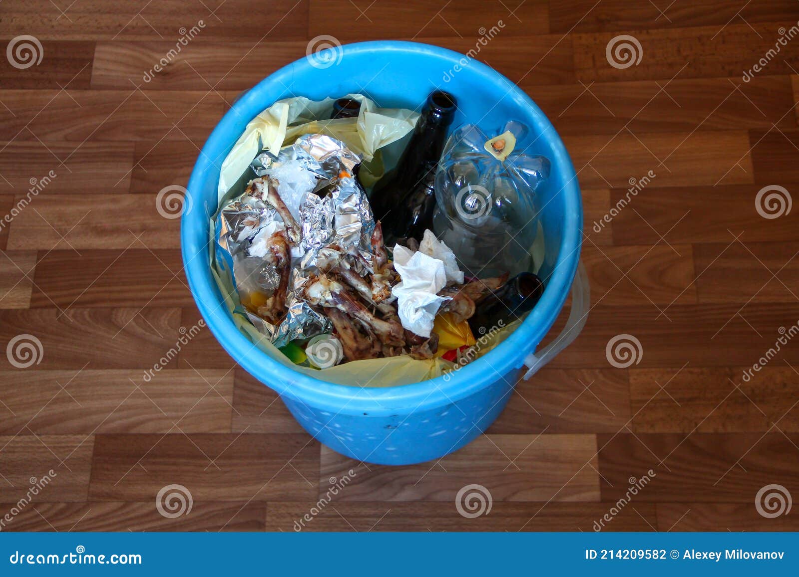 Trash Bin with Leftover Food Stock Photo - Image of container ...
