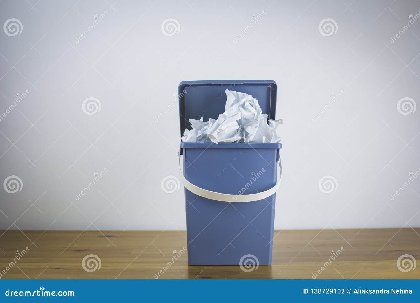 Trash Bin with Lid Completely Full of Crumpled Documents Stock Photo ...