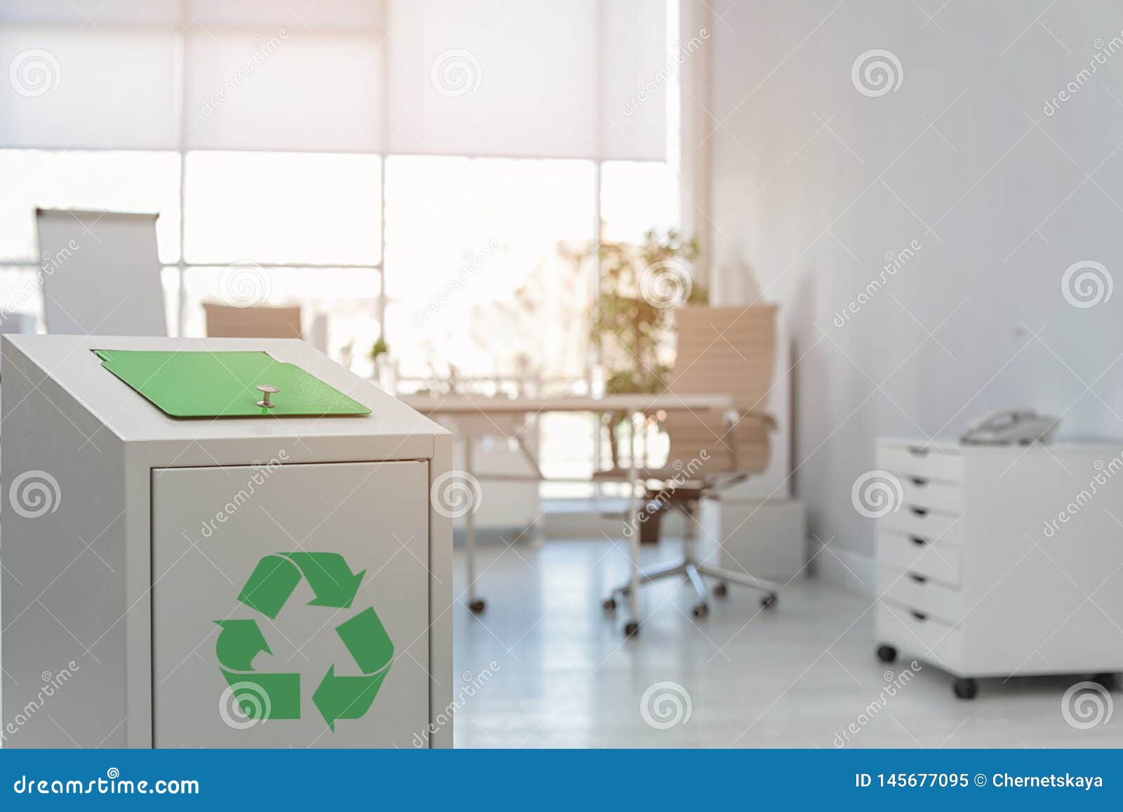 Trash Bin in Modern Office, Space for Text Stock Image - Image of ...