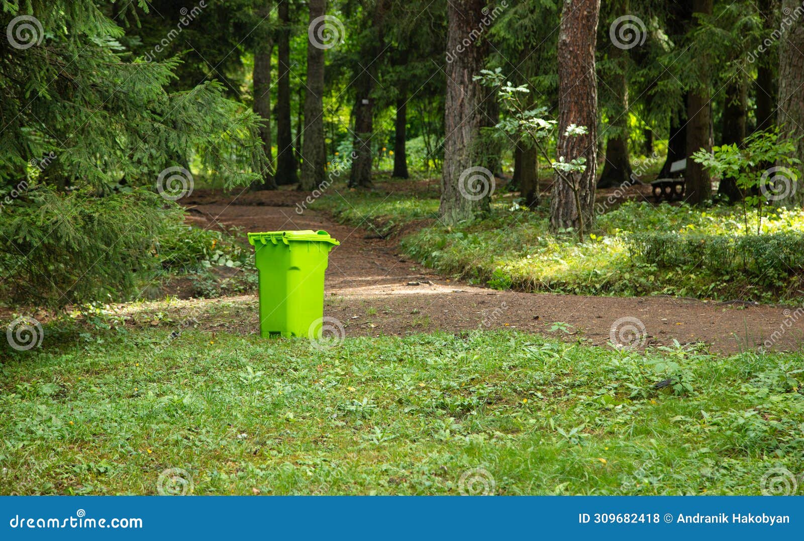 Trash bin in nature stock photo. Image of park, junk - 309682418