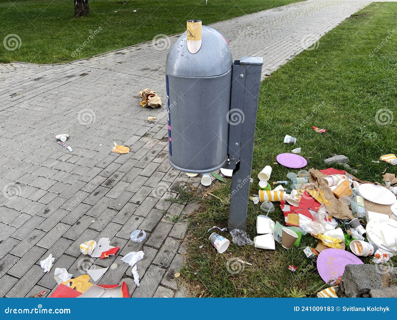 Trash Bin Overloaded, No Garbage Collection Problem, Outdoors Stock ...