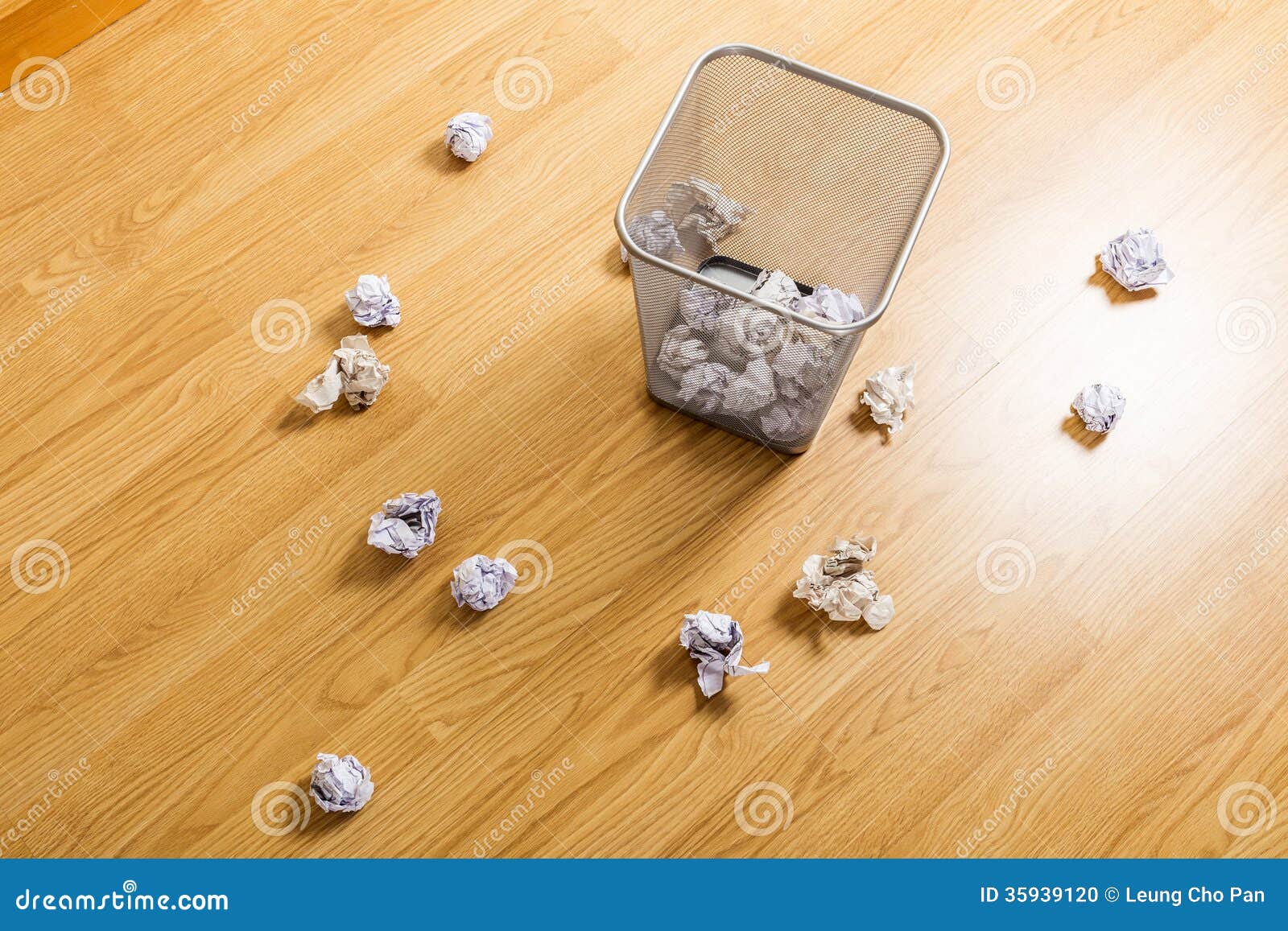 Trash bin and paper ball stock photo. Image of metal - 35939120