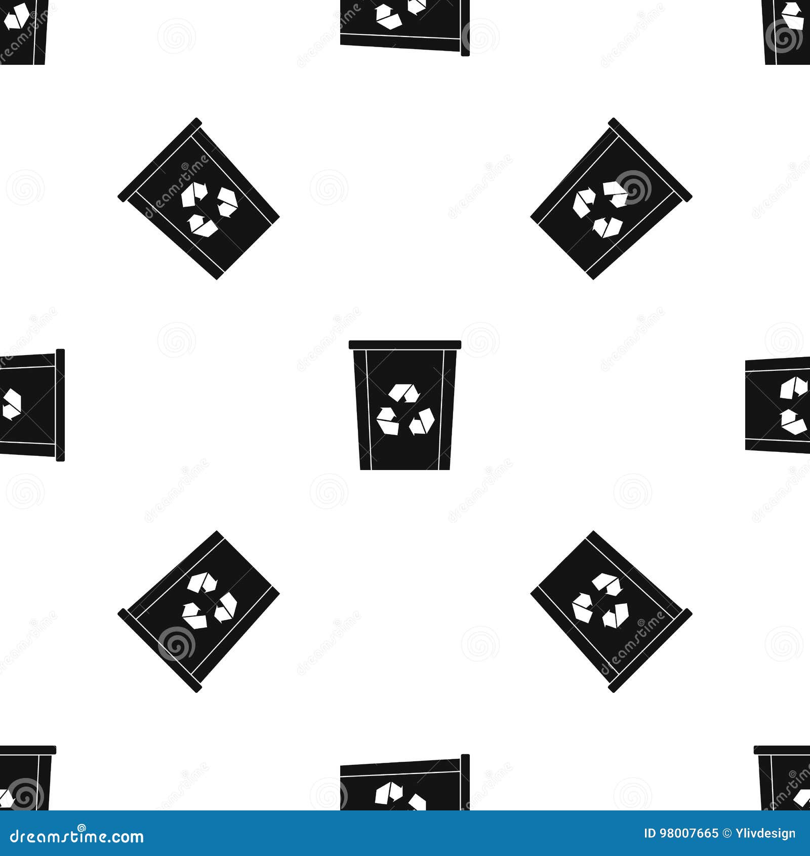 Trash Bin with Recycle Symbol Pattern Seamless Black Stock Vector ...