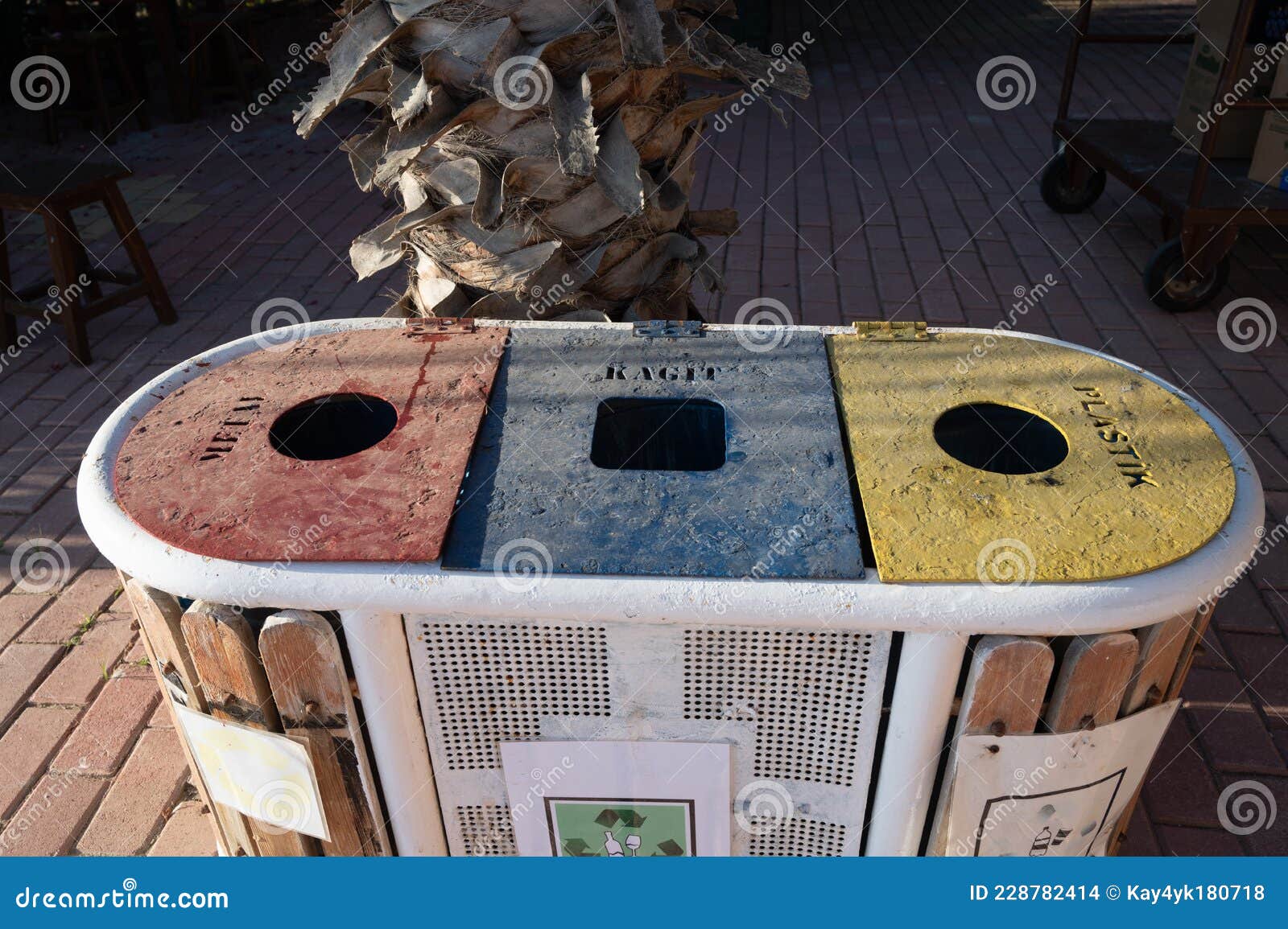 Trash Bin with Separate Trash Compartments Stock Photo - Image of ...