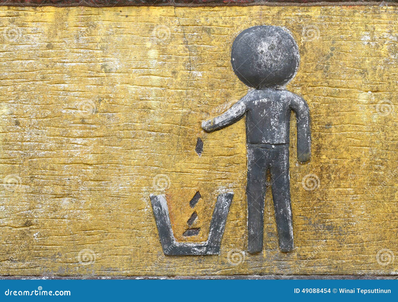 Trash bin sign stock photo. Image of recycle, human, cement - 49088454