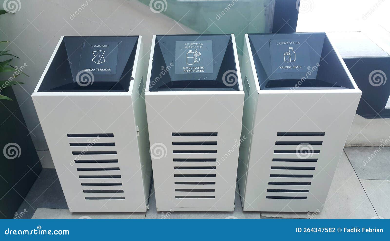 Trash Bin with Three Compartments To Sort Waste Stock Photo - Image of ...
