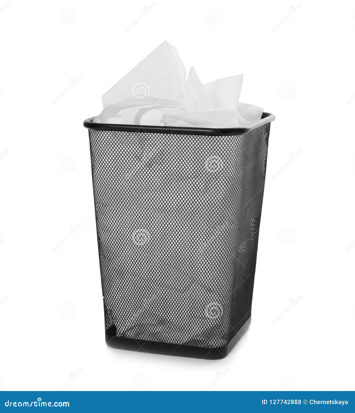 Trash Bin with Used Toilet Paper Stock Photo - Image of isolated ...