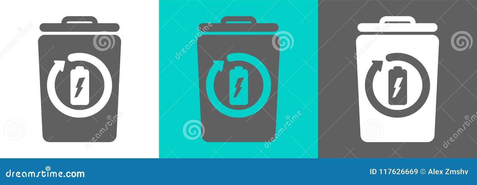 Trash Bin Vector Element with Battery Outline Icon Stock Vector ...