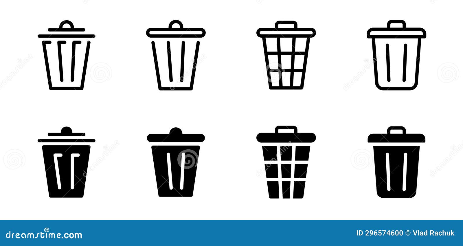 Trash Bin Vector Icons. Rubbish Bin Icons. Garbage Icon Set Stock ...