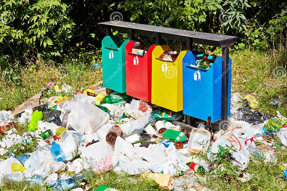 Trash Bins and Garbage Around Stock Image - Image of bottle, consumer ...
