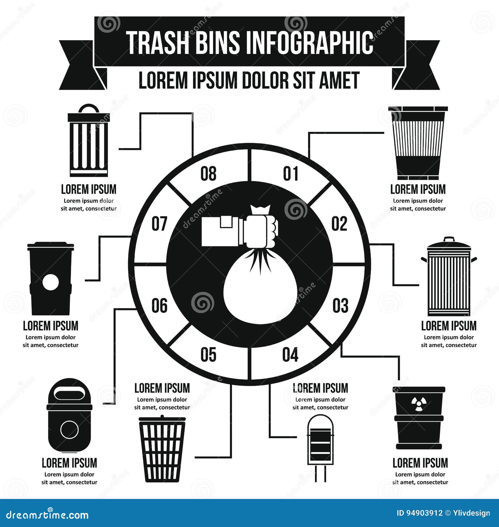 Trash Bins Infographic Concept, Simple Style Stock Vector ...