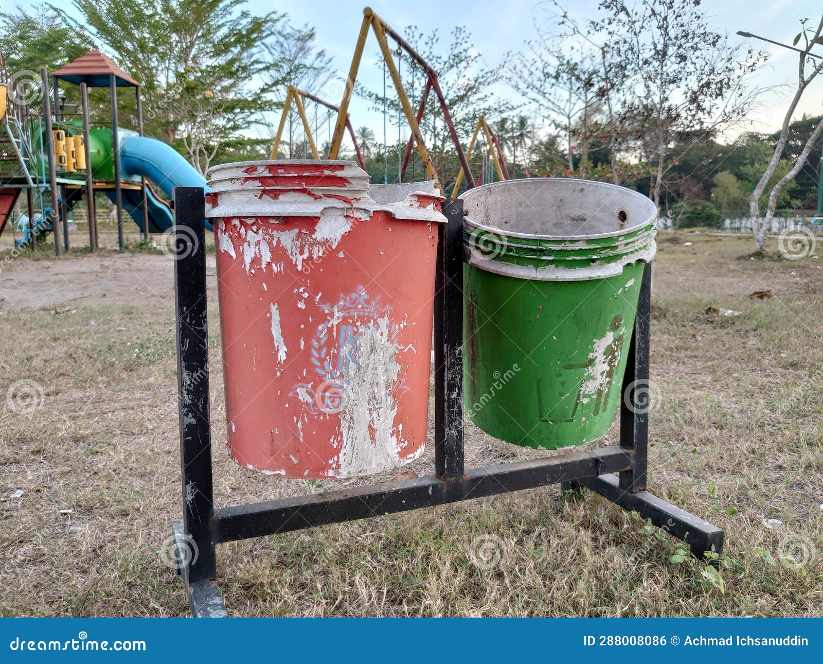 Trash Bins are Placed in the Playground so that Visitors Can Maintain ...