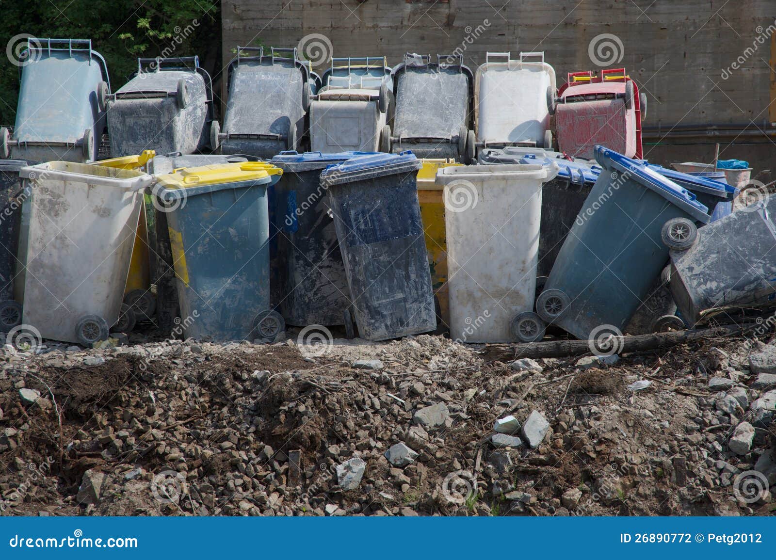 Trash boxes in trash area stock photo. Image of paper - 26890772