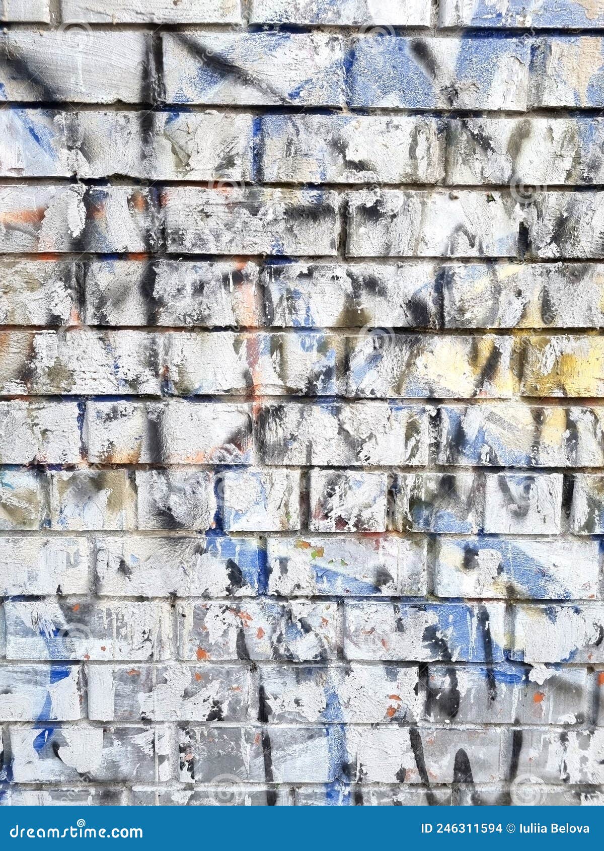 Trash Brick Wall. Multilayer Paint. Colored Label Layers Stock Photo ...