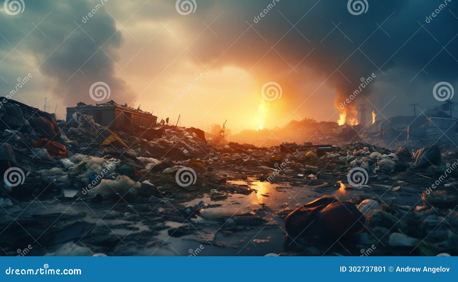 Trash Burning. Air Pollution. Environmental Contamination. Illegal Junk ...