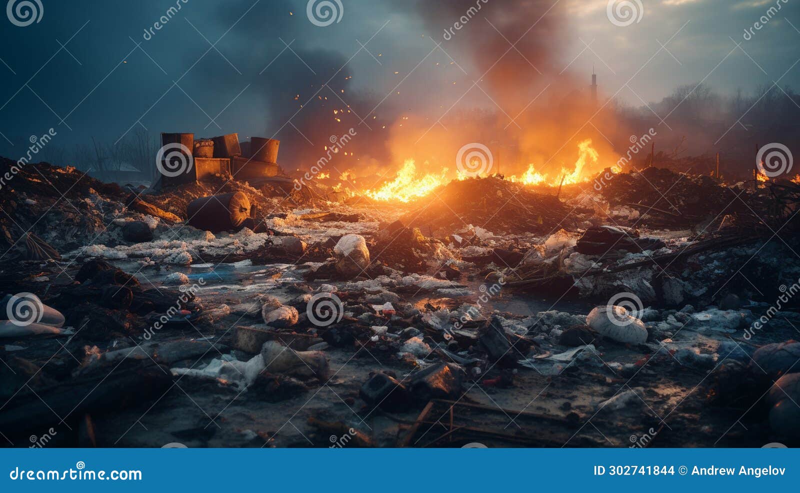 Trash Burning. Air Pollution. Environmental Contamination. Illegal Junk ...