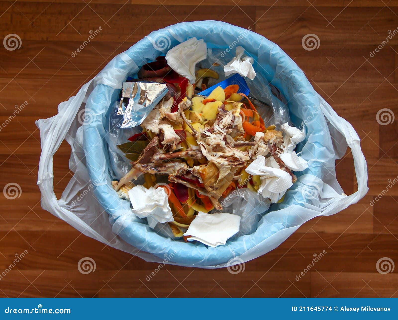 Trash Can with Chicken Leftovers Stock Photo - Image of landfill ...