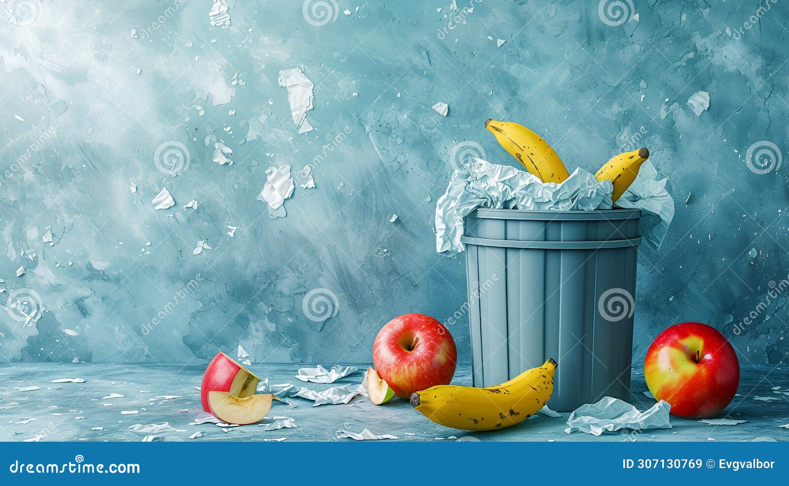 The Trash Can is Completely Filled with Paper and Fruit Peelings of ...