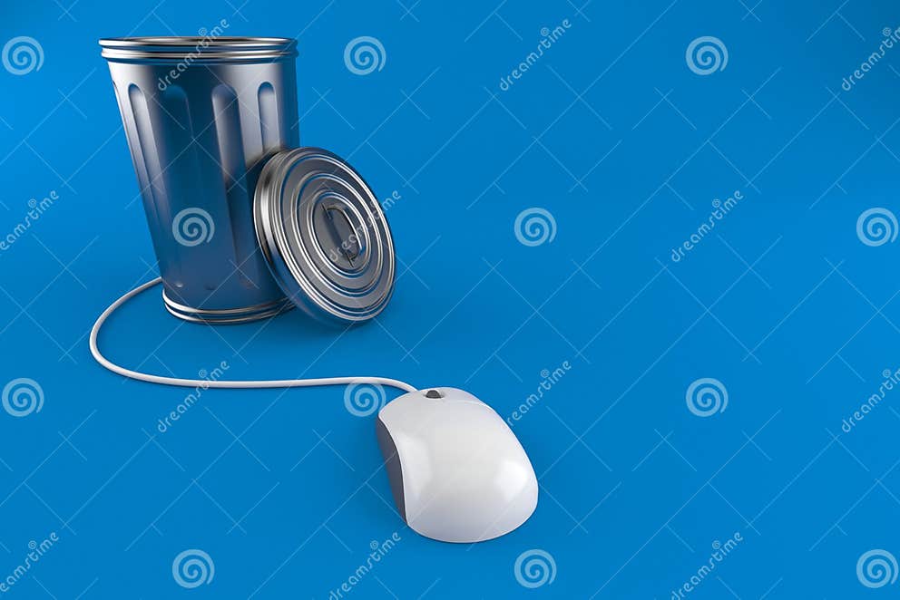 Trash Can with Computer Mouse Stock Illustration - Illustration of ...
