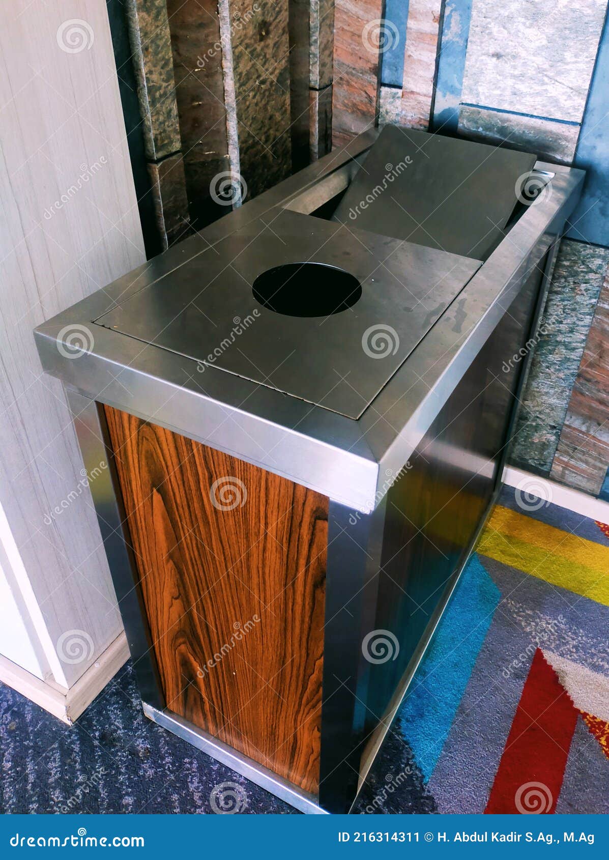 Trash Can in the Corner of the Room Stock Image - Image of lighting ...