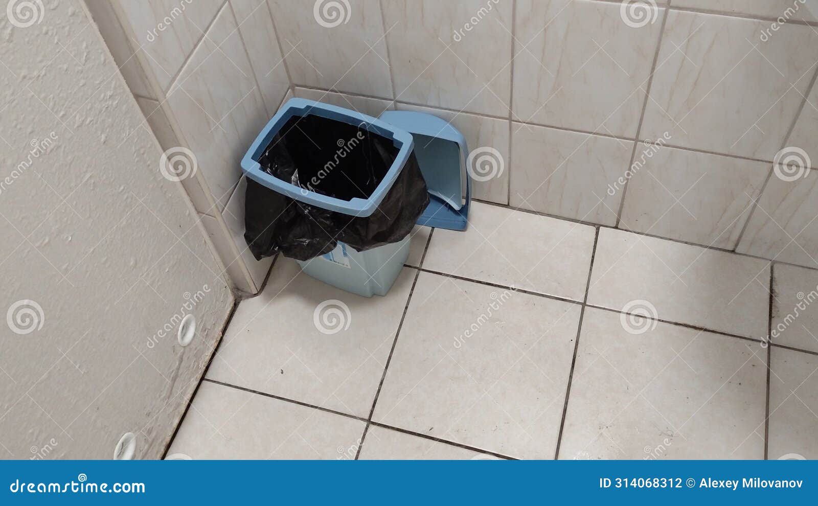 Trash Can in the Corner of the Toilet Room Stock Photo - Image of trash ...