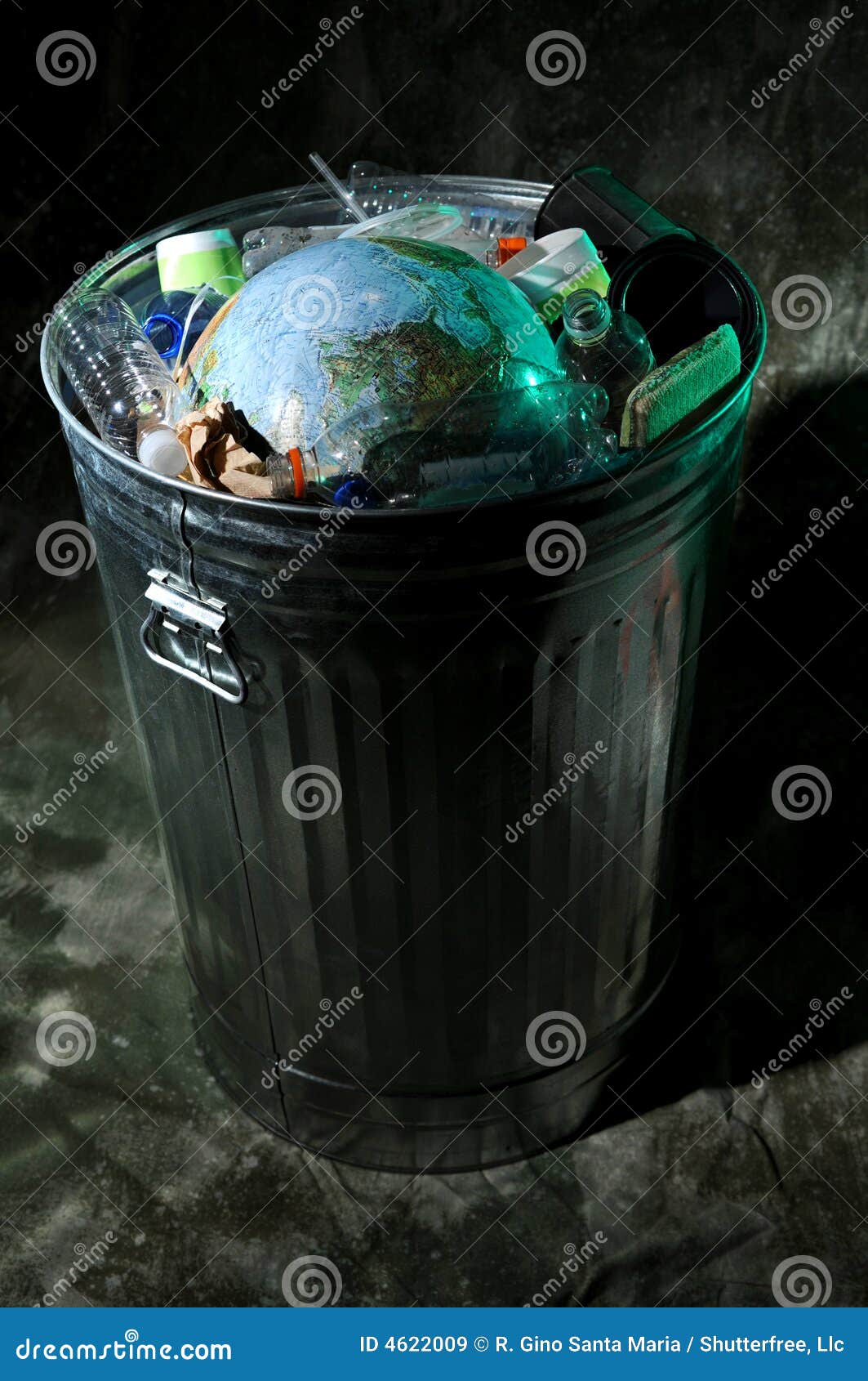 Trash Can with Earth Inside Stock Image - Image of earth, planet: 4622009