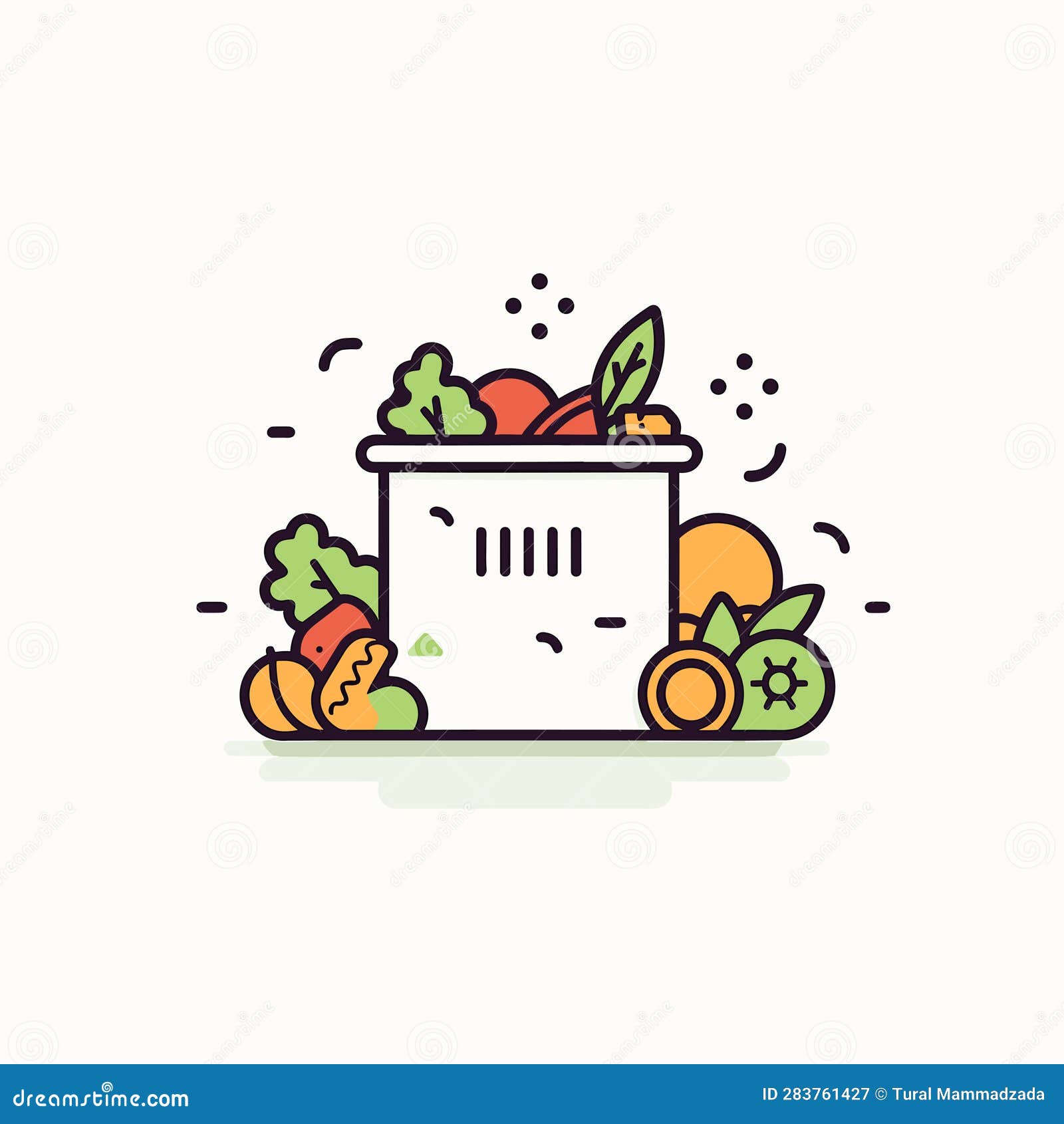 Vector of a Trash Can Filled with Fruits and Vegetables Stock Vector ...