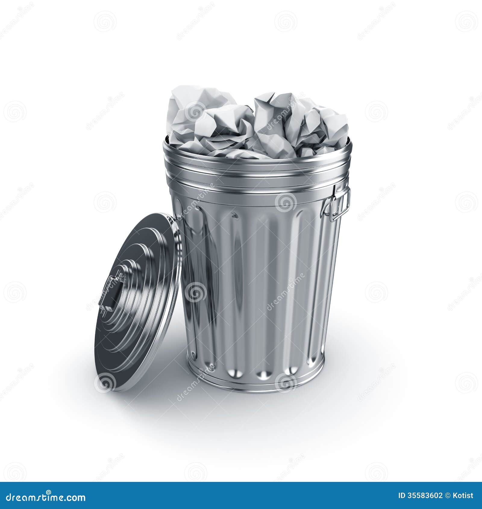 Trash Can Filled with Paper Stock Illustration - Illustration of ...
