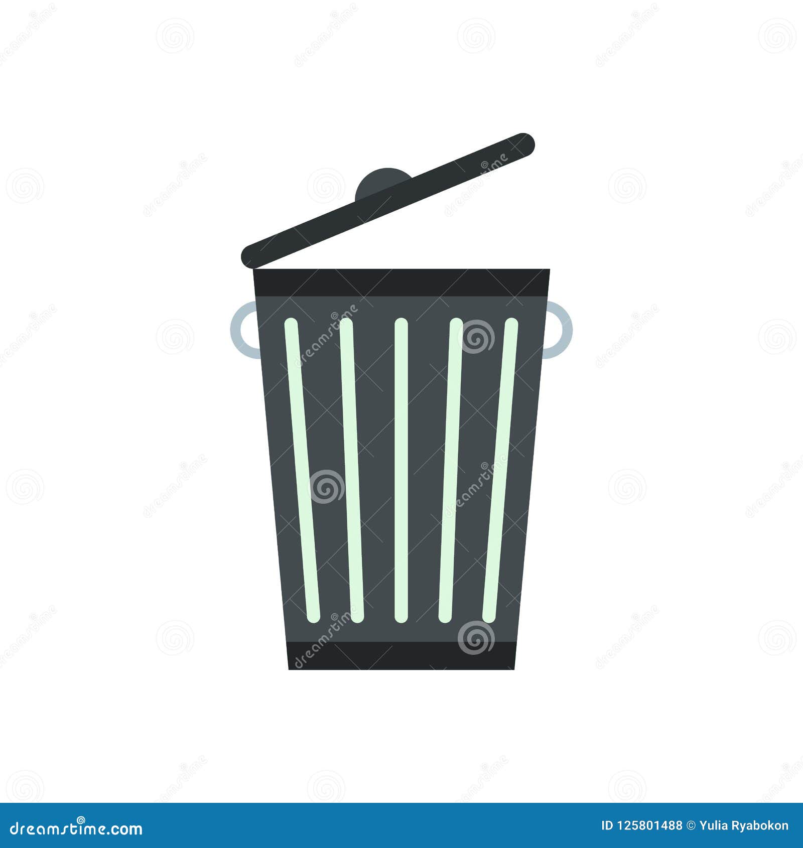 Trash can flat stock illustration. Illustration of recycling - 125801488