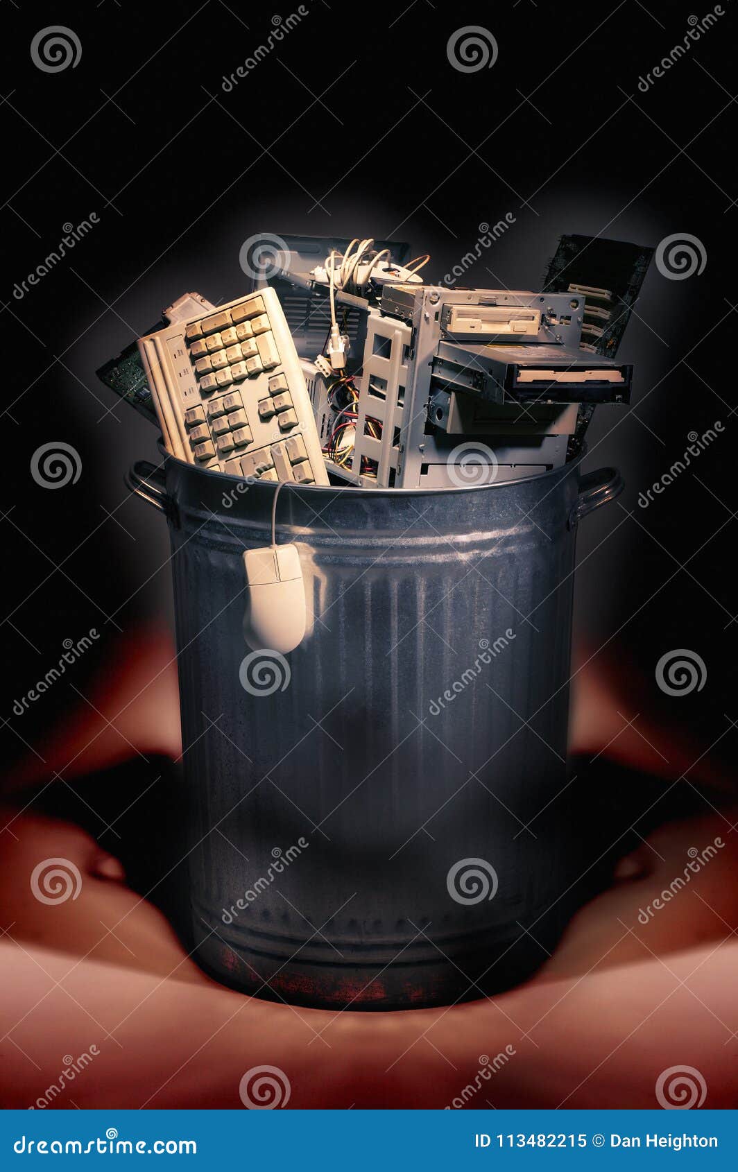 TRASH CAN FULL of OBSOLETE COMPUTER EQUIPMENT Stock Image - Image of ...