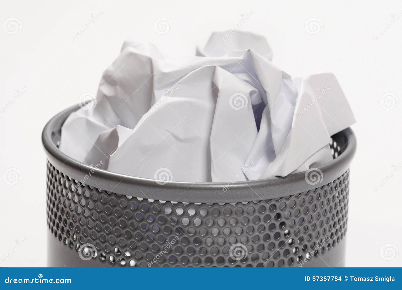 Trash can full of papers stock photo. Image of metal - 87387784