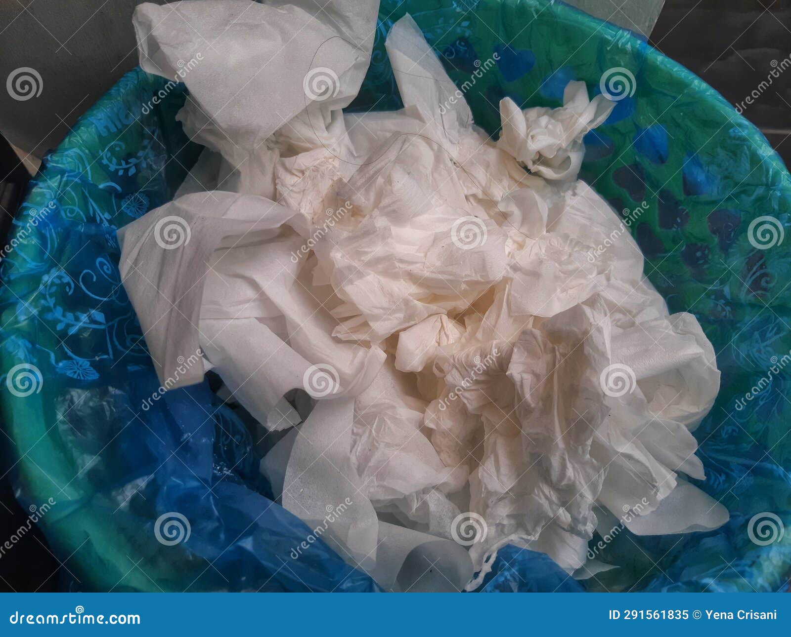 A Trash Can almost Full of Tissues Stock Image - Image of health ...