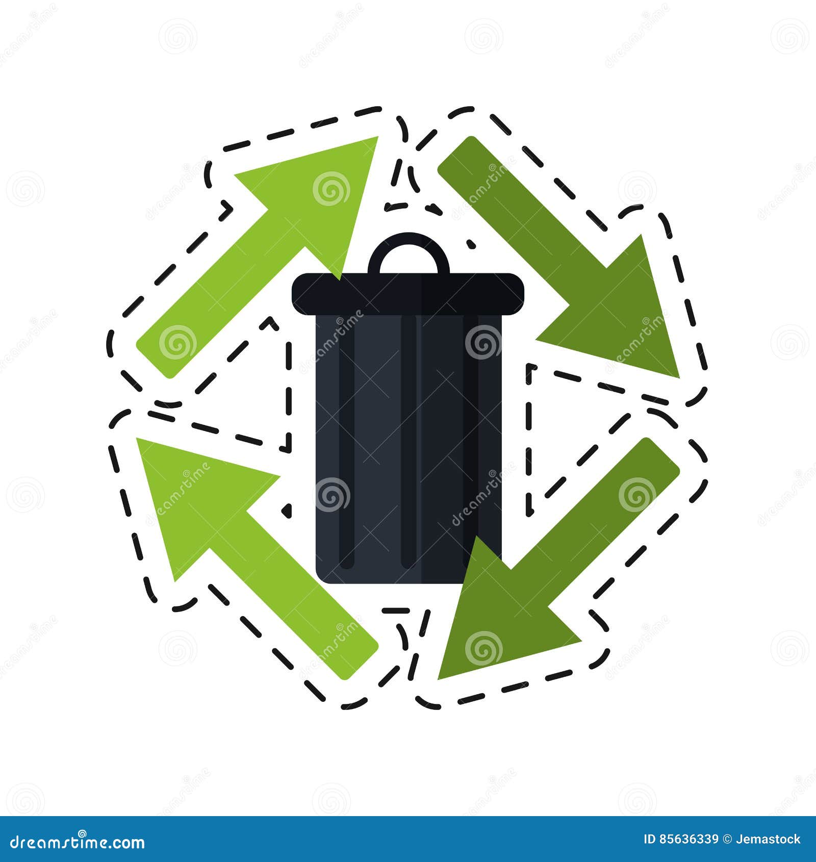 Trash Can Garbage Arrow Environment Recycle -cut Line Stock Vector ...